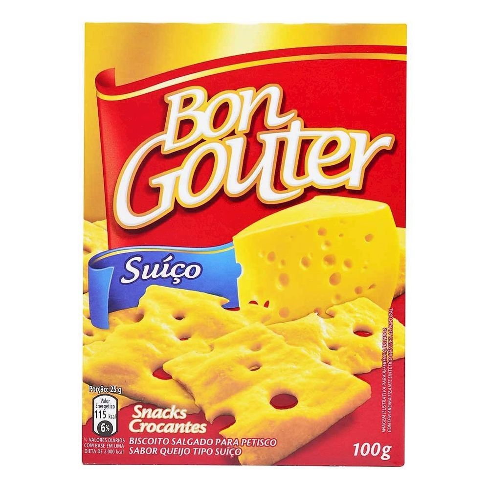 Biscoito Salgado para Petisco Queijo Tipo Suíço Bon Gouter Caixa 100g ...