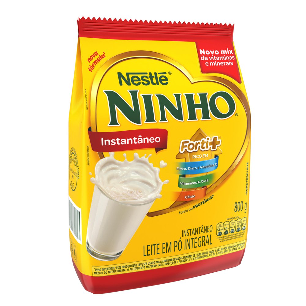 Leite Em Pó Instantâneo Integral Nestlé Ninho Forti+ Pacote 800g - comper