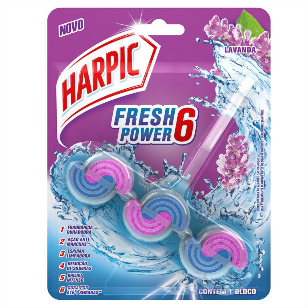 Desodorizador Sanitário Harpic Fresh Power 6 Lavanda 50g - comper
