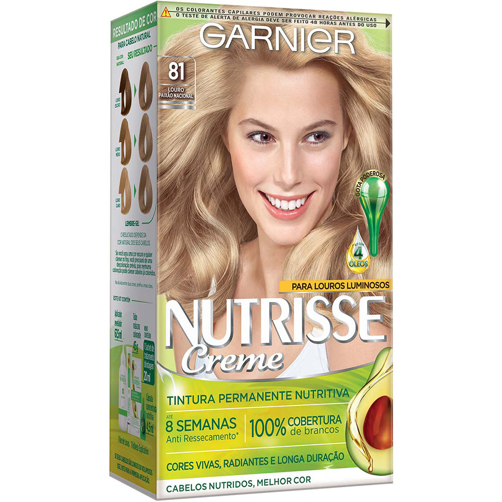 Tintura Garnier Nutrisse Creme 81 Loiro Paixão Nacional - comper