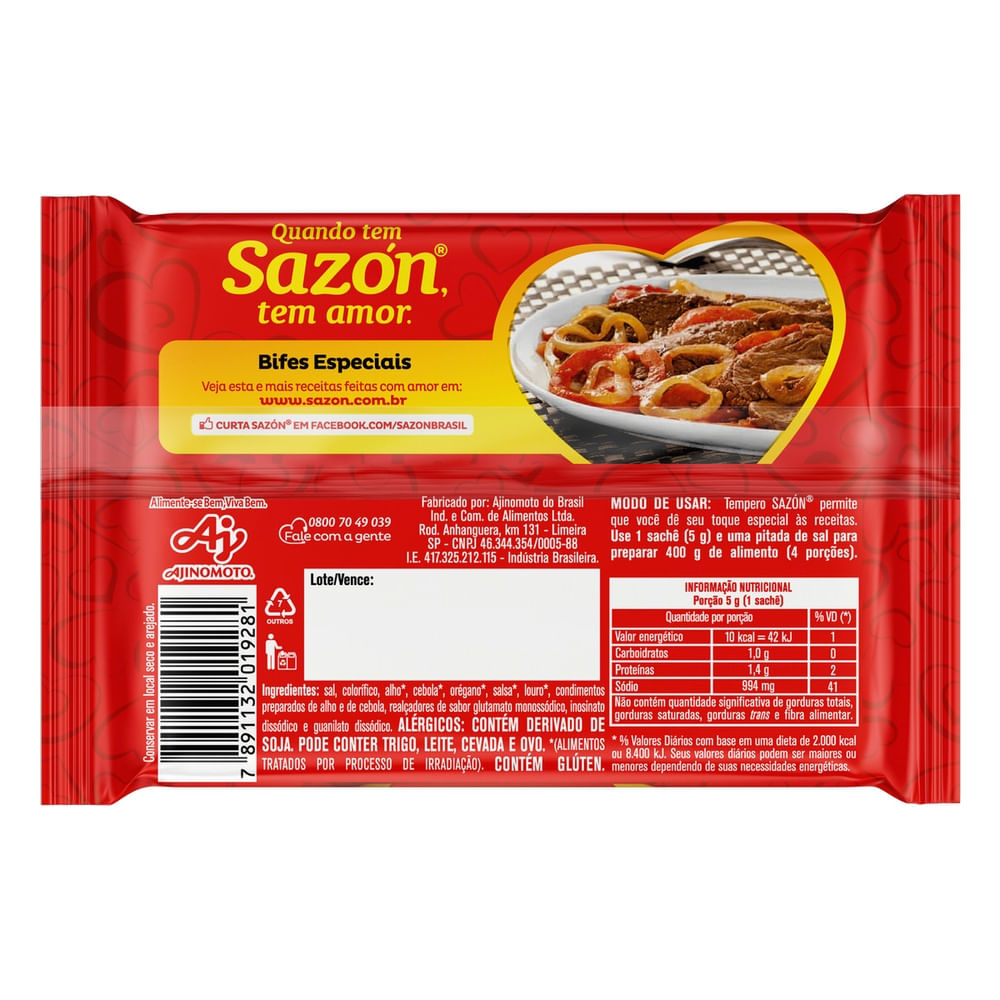 Tempero em Pó Sazón Carne 60g - comper