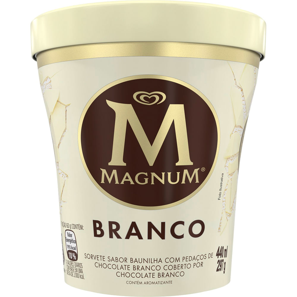 Sorvete Magnum Chocolate Branco Pote 440ml - comper