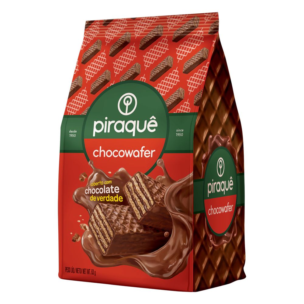 Biscoito Chocowafer Piraquê Cobertura de Chocolate 63g - comper