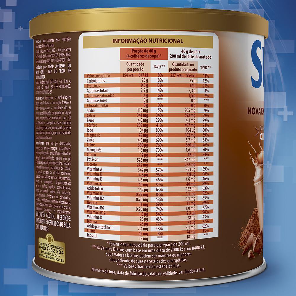 Complemento Alimentar Sustagen Chocolate 400g - comper