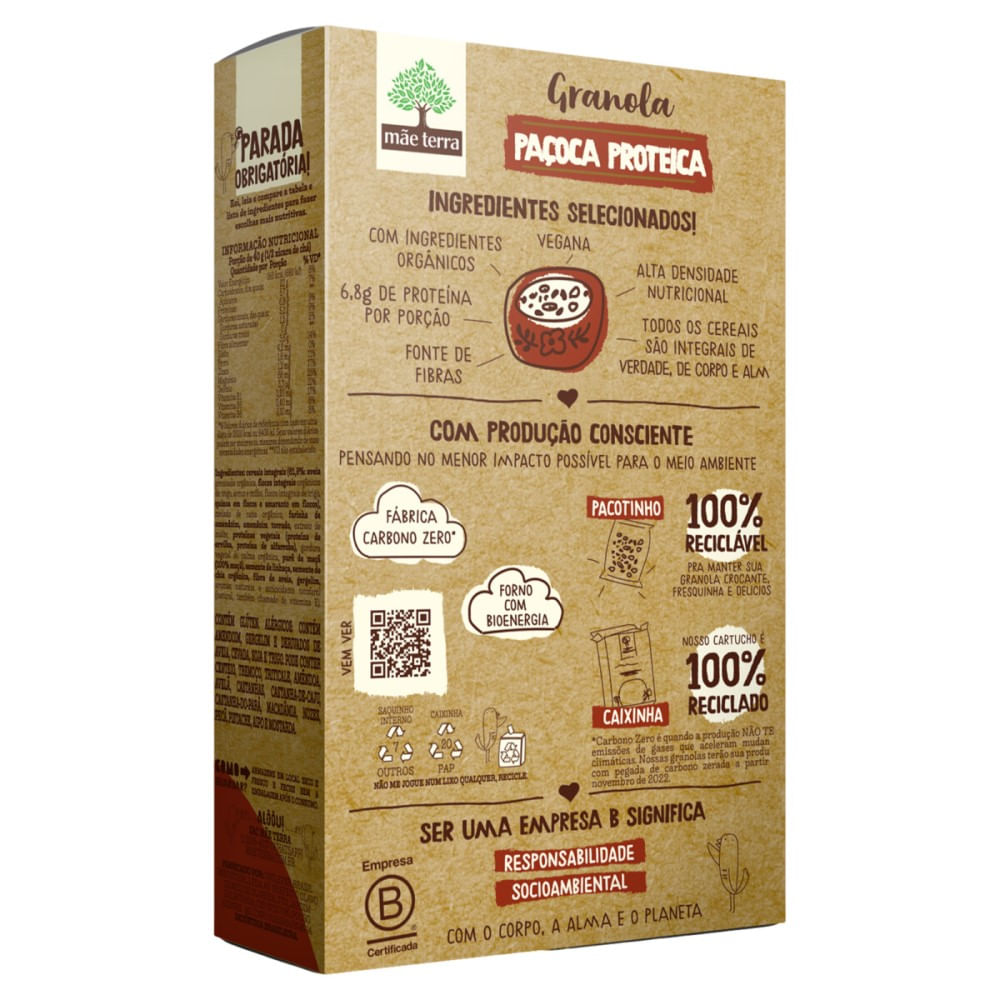 Granola Mãe Terra Orgânica Zero Açúcar Frutas Vermelha Caixa 180g - comper