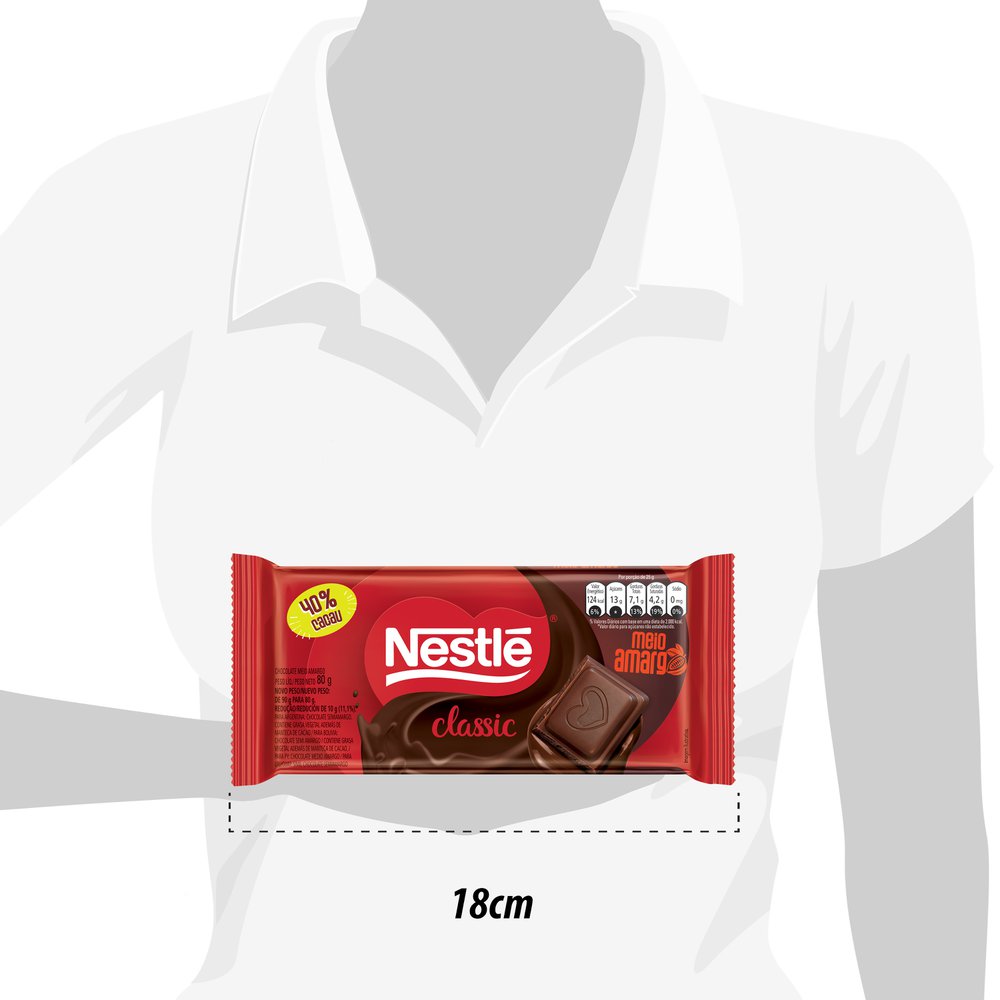 Chocolate Nestlé Classic Meio Amargo 80g - comper Chocolate Nestlé Classic Meio Amargo 80g - comper