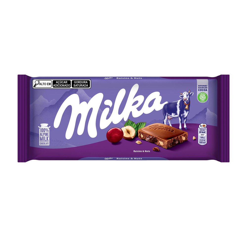 Chocolate Milka Avelã e Uvas Passas 100g - comper